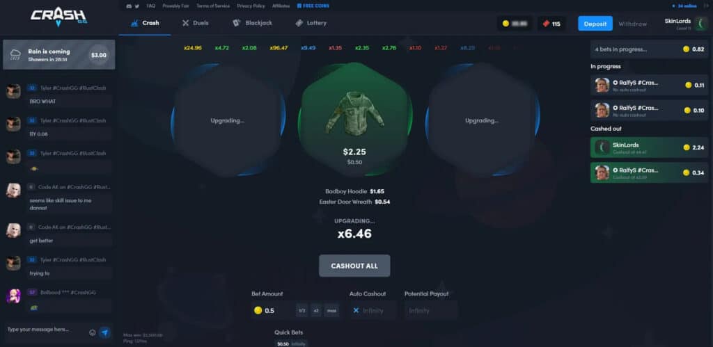 CrashGG Rust Gambling Site » CSGOFLY